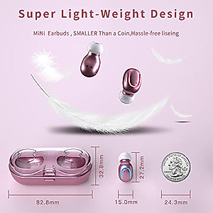 True Wireless Earbuds for Small Ears, Bluetooth Headphones 48h Playtime IPX7 Waterproof Sport Headphones in-Ear, with Mic Noise Cancelling for iPhone/Samsung/Galaxy for Men Women Rose Gold