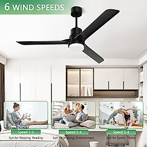 BECLOG Ceiling Fans with Lights and Remote, 52 Inch Ceiling Fan Outdoor Indoor Black Noiseless Reversible DC Motor for Patio Farmhouse Bedroom
