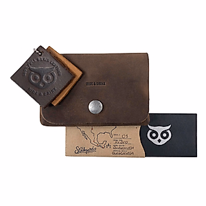 Hide & Drink, Double Pouch Wallet for Men and Women, Rectangular Card Holder, Money Organizer, ID Case, Classic Style, Full Grain Leather, Handmade, Bourbon Brown