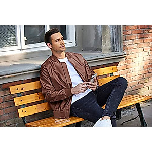 COOFANDY Men's Leather Bomber Jackets Fashion Disco Jacket Varsity Jackets Coat