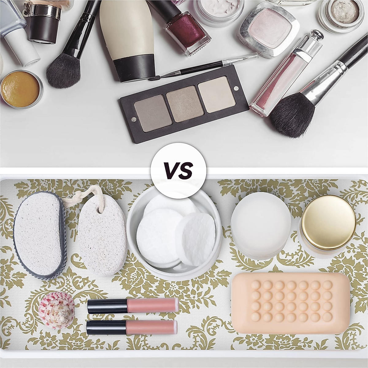 Dwellaid Shelf Liner 18inch Wide for Kitchen Cabinets Non Adhesive Gold 18inx8FT Kitchen Drawer Liner, Waterproof Shelf Liner Durable Anti-Slip for Kitchen Cabinets Shelf Liners for Kitchen Cabinets