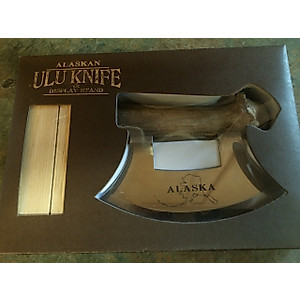 Alaskan Cultured Antler Ulu Knife and Stand