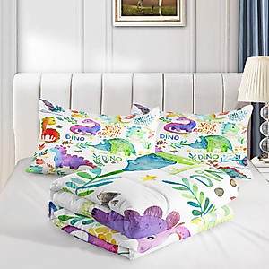 CVHOUSE Dinosaur Bedding Set,Dinosaur Comforter,Dinosaur Comforter Set Twin,Microfiber Quilt Set with 1 Comforter and 2 Pillow Cases- 3 Piece