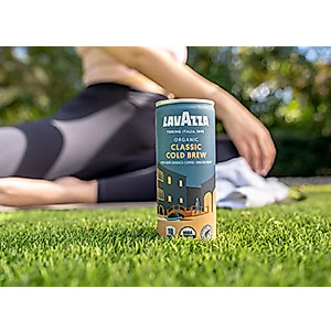 Lavazza Organic Classic Cold Brew Coffee, (Pack of 4 Cans / 8 Fluid Ounce Each) Balanced, Complex, Sweet, Medium Roast, 100% Arabica, USDA Certified Organic, Rainforest Alliance Certified