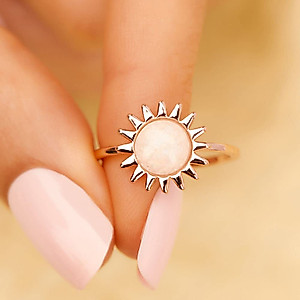 Pura Vida Rose Gold-Plated Sunshine Ring w/Moonstone - Brass Base, Stylish Design - Size 6