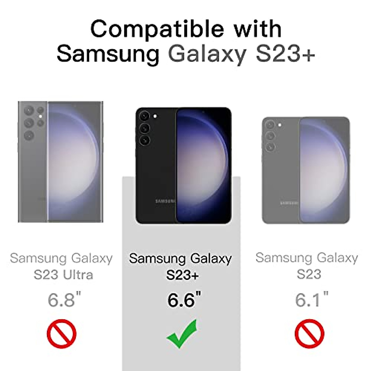 JETech 5 in 1 Matte Case for Samsung Galaxy S23+/ S23 Plus 6.6-Inch with 2 Screen Protector and 2 Camera Lens Protector, Translucent Back Protective Phone Cover, Tempered Glass Film (Black)