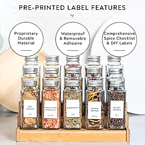 Laramaid 8oz 24Pack Glass Jars with Minimalist White Premium Spice Labels, Shaker Lids Dispenser with Airtight Silver Metal Caps, Black Pen, Cleaning Brush & Collapsible Silicone Funnel