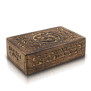 Great Birthday Gift Ideas Handmade Decorative Wooden Jewelry Box Jewelry Organizer Keepsake Box Treasure Chest Trinket Holder Watch Box Storage Lock Box 8 x 5 Inches Housewarming Gift Ideas Men Women