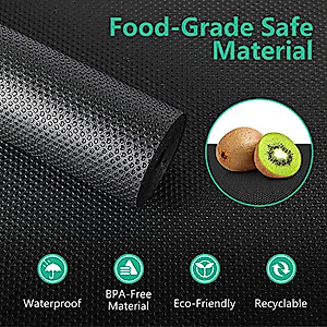 Black Shelf Liners for Kitchen Cabinets Non-Adhesive, Non-Slip Drawer Liner, Waterproof Refrigerator Liners, Fridge Liners and Mats Washable Plastic Pantry Liner for Shelves, Bathroom Cupboard Liner