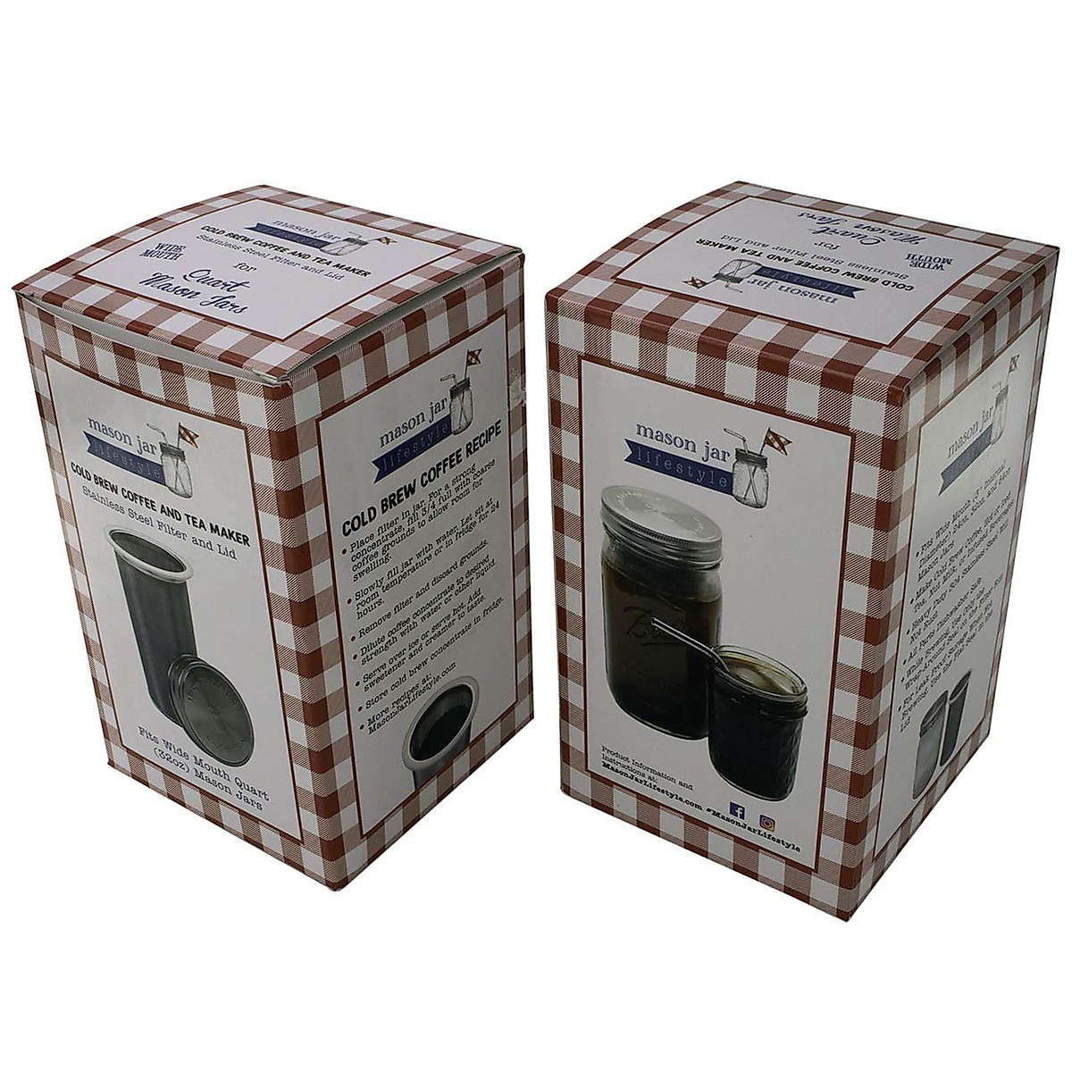 32oz Quart Cold Brew Coffee and Tea Maker Stainless Steel Filter for Mason Jars With Lid and 2 Silicone Seals (No Jar)