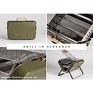 KENLUCK Charcoal Grill. Portable Stainless Steel BBQ Grill, Collapsible Barbecue Grill for Small Patio and Backyard, Foldable Outdoor Accessories (Celebration Grill (X-Large), Sandy Gloss Black)