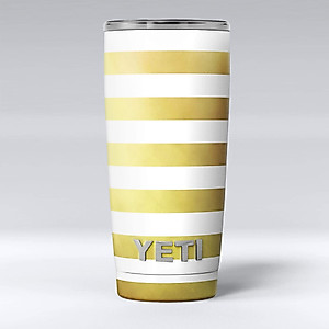 Design Skinz The Gold and White Horizontal Stripes - Skin Decal Vinyl Wrap Kit Compatible with The Yeti Rambler Cooler Tumbler Cups