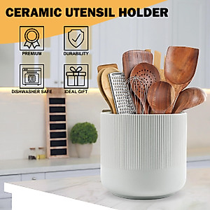 RedCall Extra Large Utensil Holder,Ceramic Kitchen Utensil Holder for Countertop,Kitchen Tool Utensil Organizer,coffee capsules, fruits, snacks, vase Holder,Modern Home Kitchen Decor