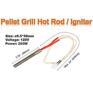 Heavy Duty Steel Porcelain-Enameled Fire Burn Pot and Hot Rod Ignitor Kit Replacement Parts for Traeger & Pit Boss Wood Pellet Grill ,Also Fit For Pellet Pro & Z Grills Wood Pellet Grill Smoker