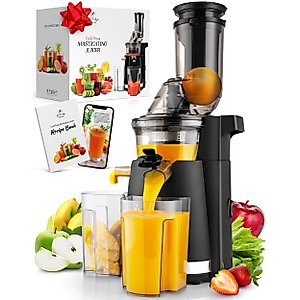 Zulay Fruit Press Machine - Masticating Juicer Machine with High Yield, Quiet Motor, & Reverse Function - Cold Press & Carrot Juicer with Wide Chute - Slow Juicer Machines for Fruits & Vegetables
