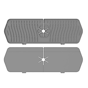 KLAZZ Silicone Splash Guard Mat for Kitchen Sink Faucet, Sink Quick Draining Pad Behind Faucet, Drying Mat for Kitchen & Bathroom Countertop Protect, Handle Drip Catcher Tray, Drainage, Kitchens