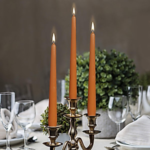 BOLSIUS Orange Taper Candles - 12 Pack Individually Wrapped Unscented 10 Inch Dinner Candle Set - 8 Burn Hours - Premium European Quality - Smokeless & Dripless Household Wedding & Party Candlesticks