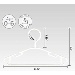 Baby Hangers for Closet - Kids Hangers - Toddler Hangers Childrens Hangers Kids Coat Hangers White (20 Pack)
