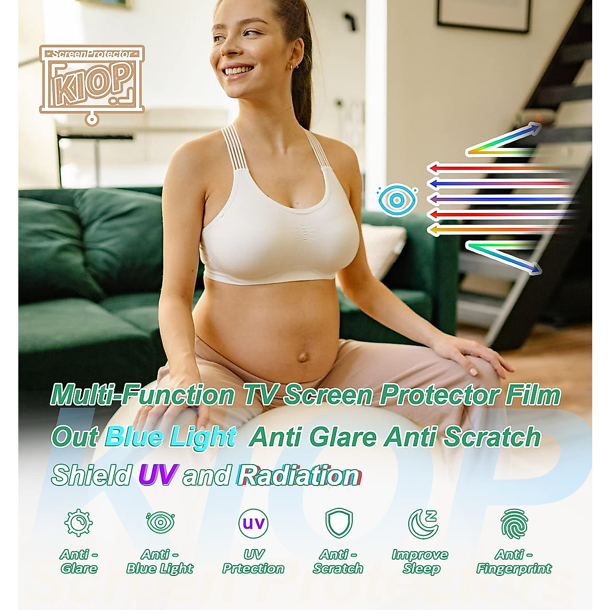 KIOP Anti Glare Out Blue Light and UV Anti Scratch TV Screen Protector for 65 Inch Multi-Function New Upgrade Matte Filter,65" Narrow Frame