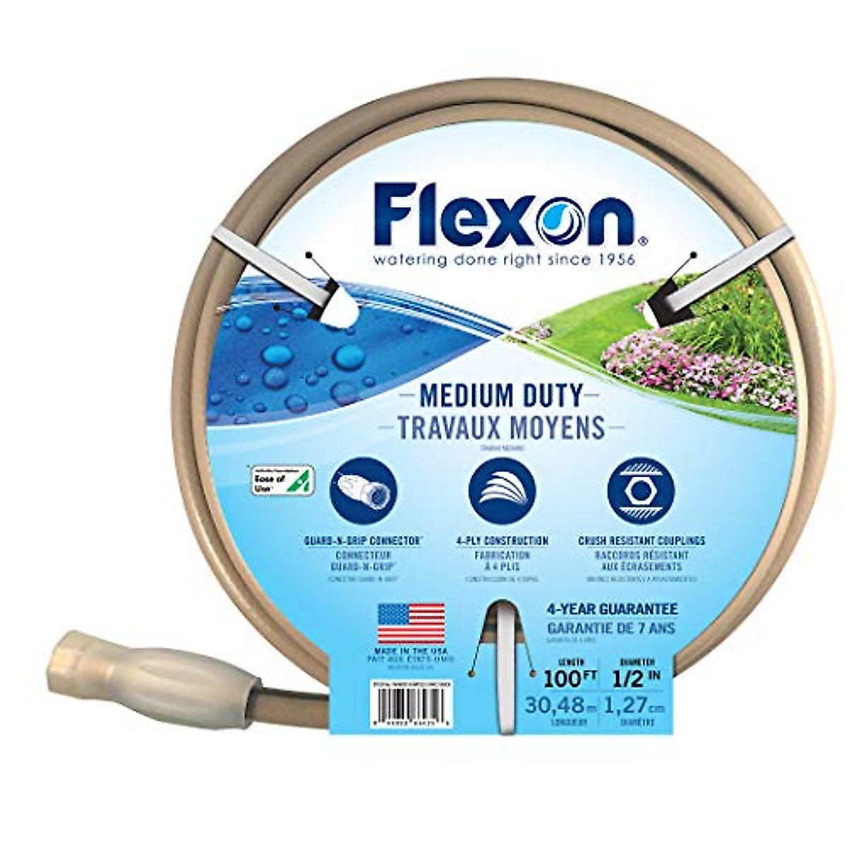 Flexon FAW12100CN Medium Duty Garden Hose, 100ft, Brown