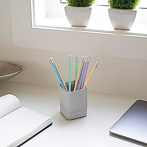 Aesthetic Pen Holder For Your Desk - The Perfect Modern Concrete Pencil Holder Easily Organizes All Pens and Desk Accessories - A Cute Natural Design And Must Have Pen Cup For Your Office Decor