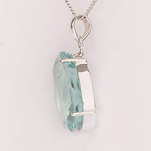 GEMHUB 90 Carat Sky Blue Color Aquamarine Gemstone Pendant Without Chain, Fine Pear Cut Sterling Silver 1 Piece Pendant Without Chain