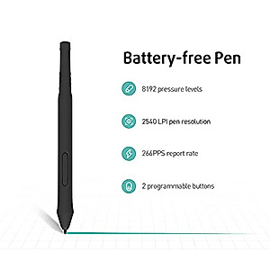 XENX P1 MacOS and Android Supported Graphic Drawing Tablet P1-640 6x4 inch with 6 Shortcut Keys, 8192 Pressure Levels Battery-Free Pen for Digital Art, Design, E-Learning/Online Classes, OSU Gaming
