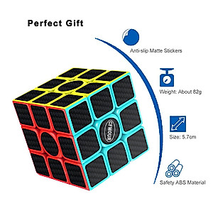 CFMOUR 2 Pack Speed Cube 3x3 Set, Fast Magic Cube for Kids, Smooth Carbon Fiber Cubes, Puzzle Toys