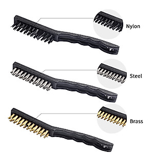 Small Wire Brush Set,8 Packed Heavy Duty Metal Scraper and Brass/Stainless Steel/Nylon Wire Brushes for Cleaning Rust,Welding Slag,Paint and Dust