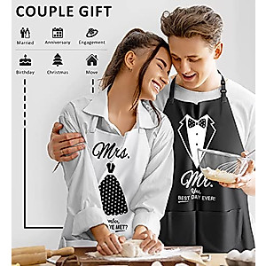 Wedding Gifts Engagement Gifts for Couples Mr and Mrs Aprons for Couples Gifts, Bridal Shower Gift Anniversary Christmas Gifts for Couple Mr and Mrs Gifts, 8 Pack Kitchen Cooking Apron Gift Set