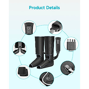 ALLJOY Leg and Foot Massager with Heat, Air Compression Leg Massager for Circulation and Pain Relief, Foot and Calf Massager 6 Modes 3 Intensities 2 Heating Levels Adjustable Massage Boots Best Gift