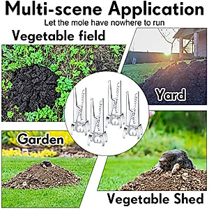 Gopher Trap Easy Setup Scissor Trap Reusable Mole Traps for Lawns Galvanized Metal Pest Control Traps for Gardens Farms Nurseries Field Outdoor Use, Silver Color (4 Pcs)