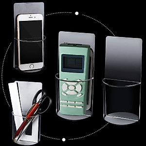 6 Pieces Acrylic Remote Control Holder Transparent Wall Mount Organizer Clear Acrylic Media Storage Box