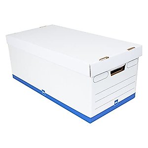 Office Depot® Brand Medium Quick Set Up Corrugated Storage Boxes, Letter Size, 24" x 12" x 10", 60% Recycled, White/Blue