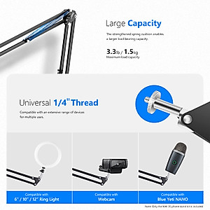 Neewer Overhead Phone Mount Stand, Suspension Scissor Arm Stand with Enlarged Desk Mount C Clamp, Phone Holder and Ball Head for Live Streams, Zoom Calls, Remote Working, Online Teaching, Selfies