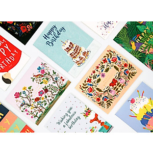 Minimalmart Birthday Cards Box Set of 32 Unique Designs Assorted Happy Birthday Premium Cards with GOLD EMBELLISHMENTS – Boxed Assortment Pack with Envelopes -Birthday Wishes Greeting Cards