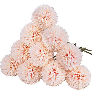 Grunyia Artificial Flowers, 10 Pcs Fake Silk Hydrangea Heads Bridal Wedding Bouquet Home Garden Party Table Centerpieces Decoration (Purple)