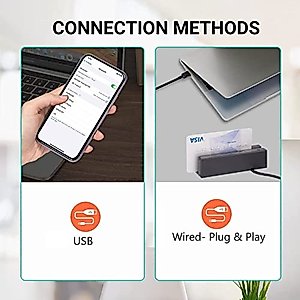 Posunitech Mini Msr100 Swipe Magnetic Credit Card Reader 3 Tracks Hi/Lo Data Collector, USB Msr Stripe Card Reader for Point of Sale (POS), Access Control, ID Verify