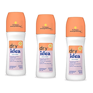Dry Idea Anti-Perspirant Deodorant Roll-On Unscented, 3.25 Fl Oz (Pack of 3)