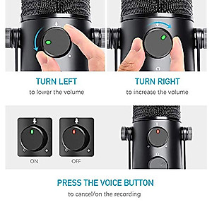 MAONO USB Microphone for Recording, Streaming, Gaming, Podcasting, Cardioid Condenser Mic with Zero Latency Monitoring, Mute, Volume, Mic Gain, Plug & Play for PC, Computer, Mac, AU-902