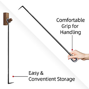 Fire Poker for Fire Pit, 33.5 Inch Extra Long, Black Powder Coated, Rust Resistant Fireplace Poker for Fireplace, Camping, Wood Stove, Indoor, Outdoor Fire Pits & Camping Accessories