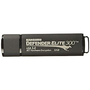 Kanguru Defender Elite300 – 32 GB Hardware Encrypted Flash Drive - FIPS 140-2 Certified - SuperSpeed USB 3.0 – Water Resistant