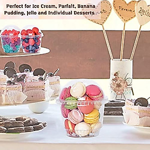 botogift 8 oz Clear Plastic Dessert Cups with Dome Lids (25Sets) - Disposable Snack Bowls (No Hole) for Cereal Parfait, Yogurt, Cupcakes, Pudding, Jello and Individual Desserts at Party