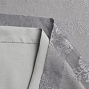 4 Pieces Grey Blackout Curtains & Elegant Rose Floral Lace Sheer Curtains for Bedroom Farmhouse Mix and Match Double Layer Or Single Layer Gray Room Darkening Grommet Window Drapes, 52"W x 84"L x 4