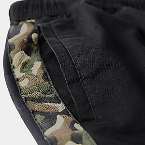 Slim Shorts for Men Mens Linen Shorts Classic-Fit Camo Drawstring Elastic Waist Cargo Shorts Outdoor Multi Pocket Shorts 7" Inseam 7 Inch Inseam Shorts Men Black 2X