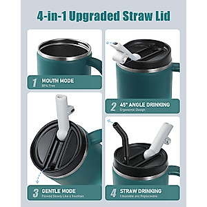 Gpeng 40 oz Tumbler with Handle, Water Bottles with Straw Lid and Anti-Slip Sleeve, Insulated Stainless Steel Travel Mug Cup Holder Friendly, Keep Drinks Cold or Hot for Hours