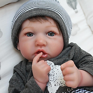 ZIQUE 20 Inch Lifelike Reborn Baby Doll, Realistic Baby Doll Weighted Newborn with Soft Cloth Body, Poseable Full Vinyl Limbs, Real Life Baby Boy Complete Gift Set for Children and Collectors