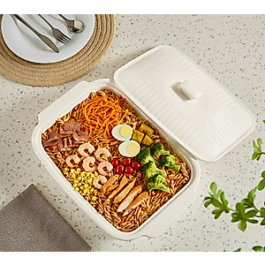 Casserole Dish with Lid, 5.6 Quart Covered Casserole Dish Cookware, 9x13.5 Deep Baking Dish for Oven,Lasagna Pan Ceramic Bakeware for Baking, Easy to Clean, White