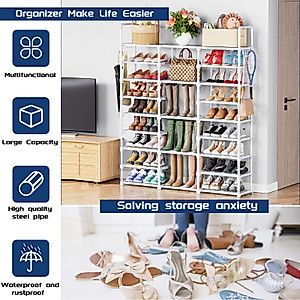 Mavivegue 9 Tiers Shoe Rack Tall Shoe Organizer Shoe Storage 50-55 Pairs Vertical Shoe Shelf Large Shoe Rack Organizer Stackable Shoe Racks for Entryway, Closet, Garage, Bedroom,Cloakroom - White