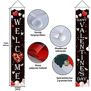 DmHirmg Valentine's Day Porch Banner,Hanging Porch Sign, Hanging Decorations for Home Outdoor Decor (Black)